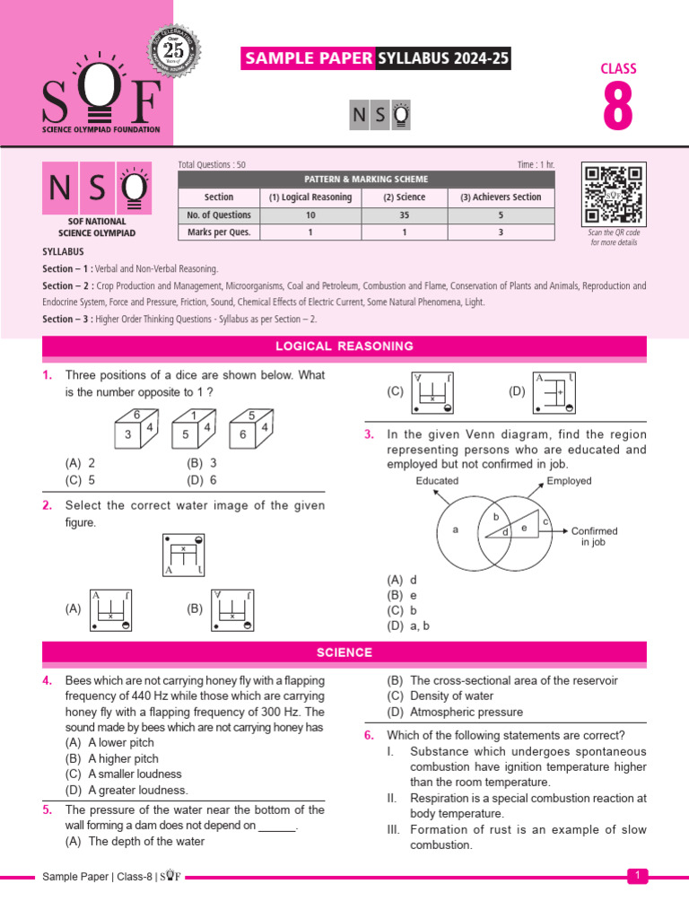 Nso Sample Paper Class 8 1 240812 184952 Pdf Combustion