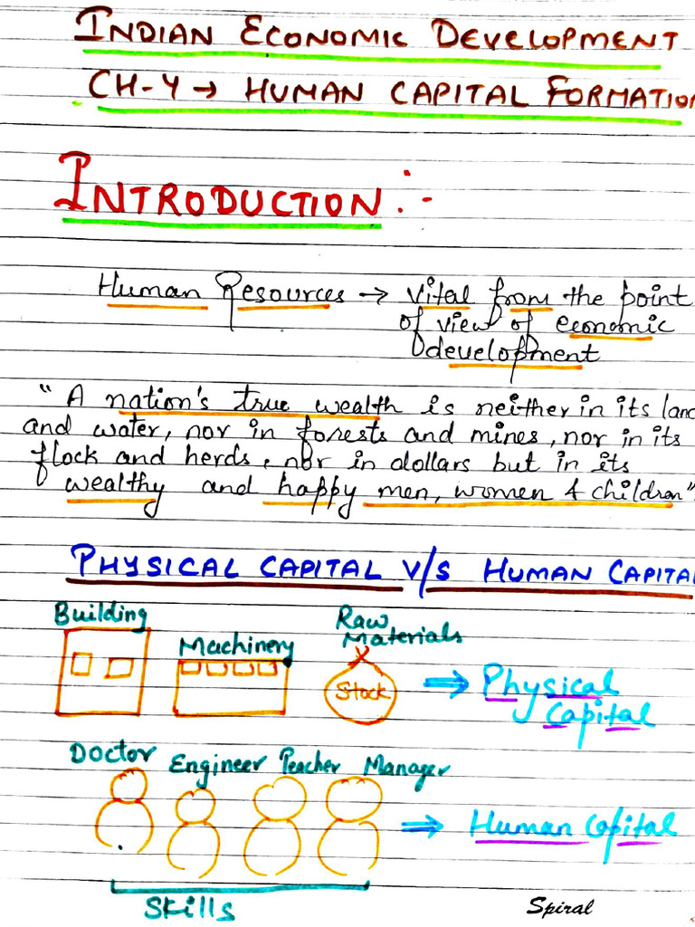 Human Capital Formation Hand Written Notes | PDF