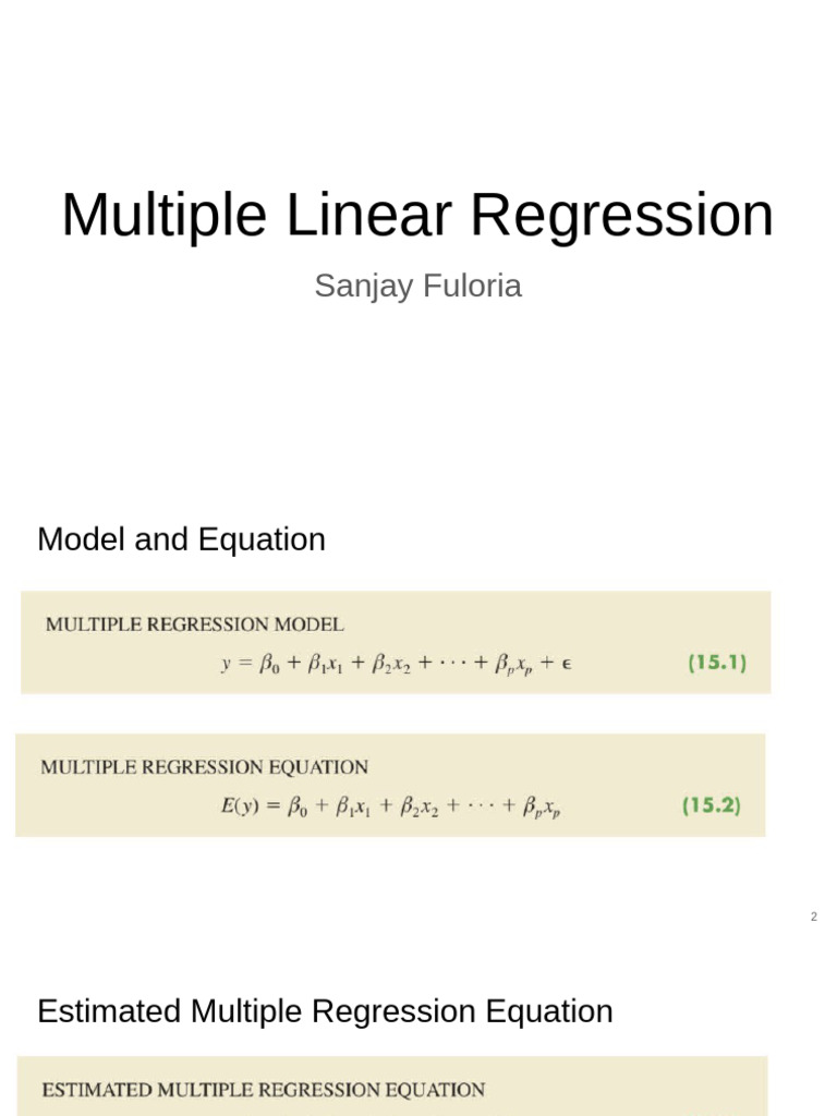 Multiple Linear Regression | PDF | Errors And Residuals | Regression Analysis