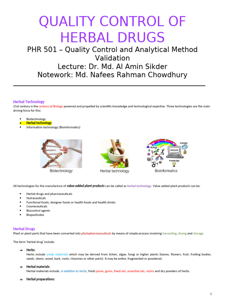 Quality Control of Herbal Drugs | PDF | Thin Layer Chromatography | Taste