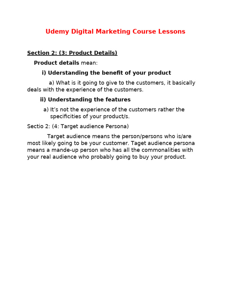 Udemy Digital Marketing Course Lessons | PDF