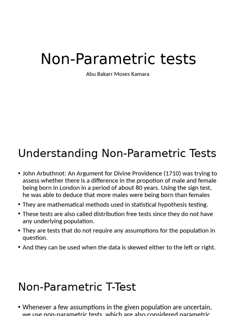 Non-Parametric Tests Lecture 1 | PDF | Student's T Test | Chi Squared ...