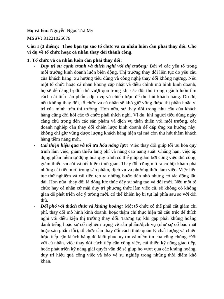 Quản Trị Sự Thay Đổi | PDF