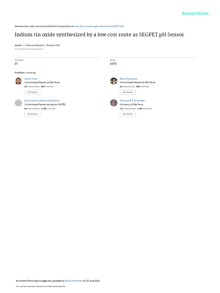 Indium Tin Oxide Synthesized by A Low Cost Route A | PDF | Field Effect ...