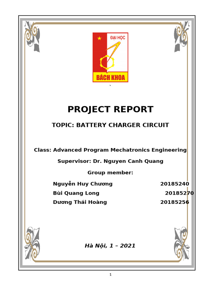 Battery Charger Circuit Project Report | PDF | Inductor | Capacitor