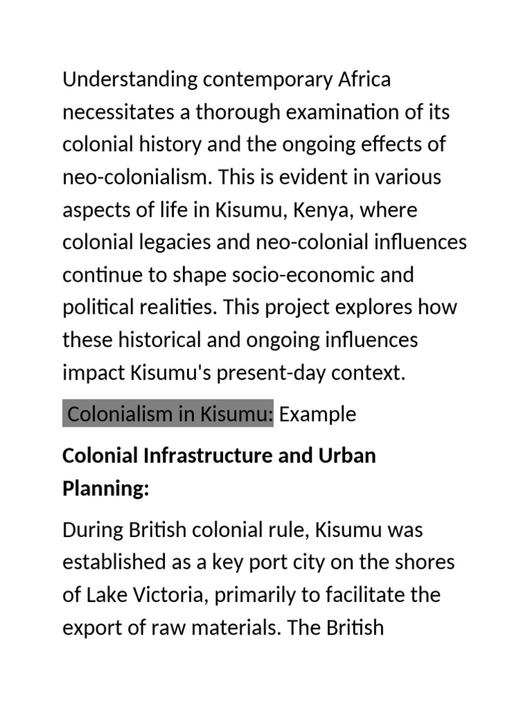 Neo Colonialism, Colonialism | PDF | Kenya | Colonialism