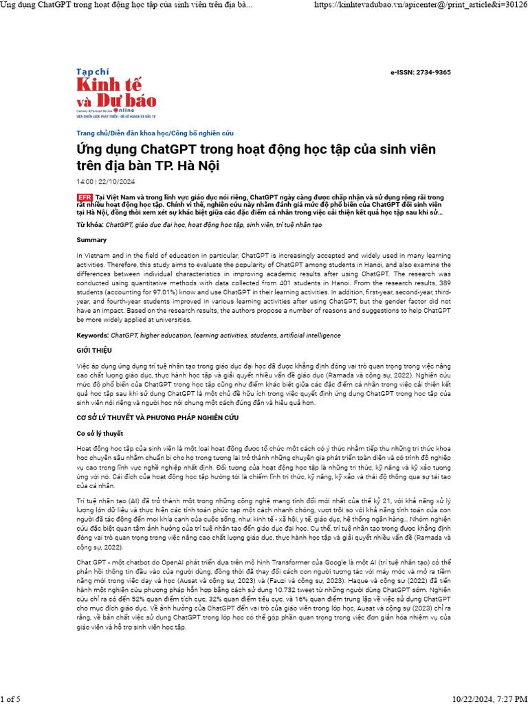 NGD NG Chatgpt Trong Ho T NGH CT PC A Sinh Viên Trên A Bàn Tp. Hà N I | PDF