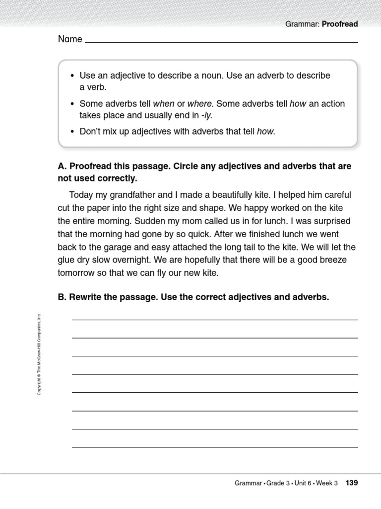 Wonders Grammar Reproducibles Grade 3 - 147 | PDF