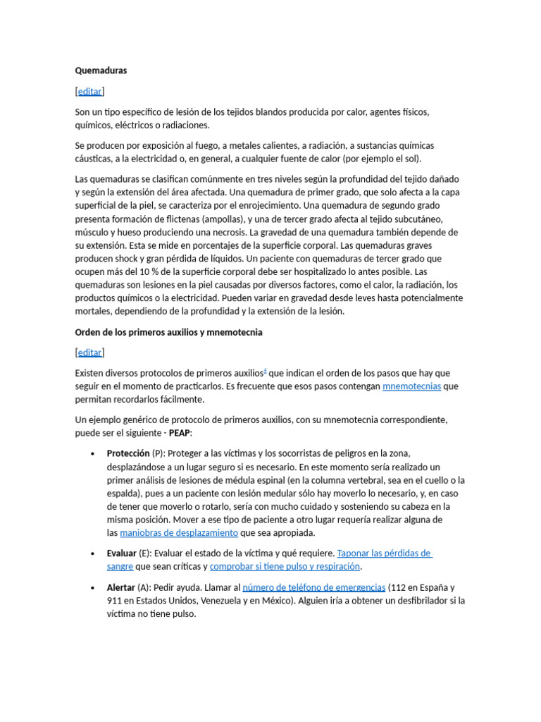 QUEMADURAS | PDF | Quemar | Primeros auxilios