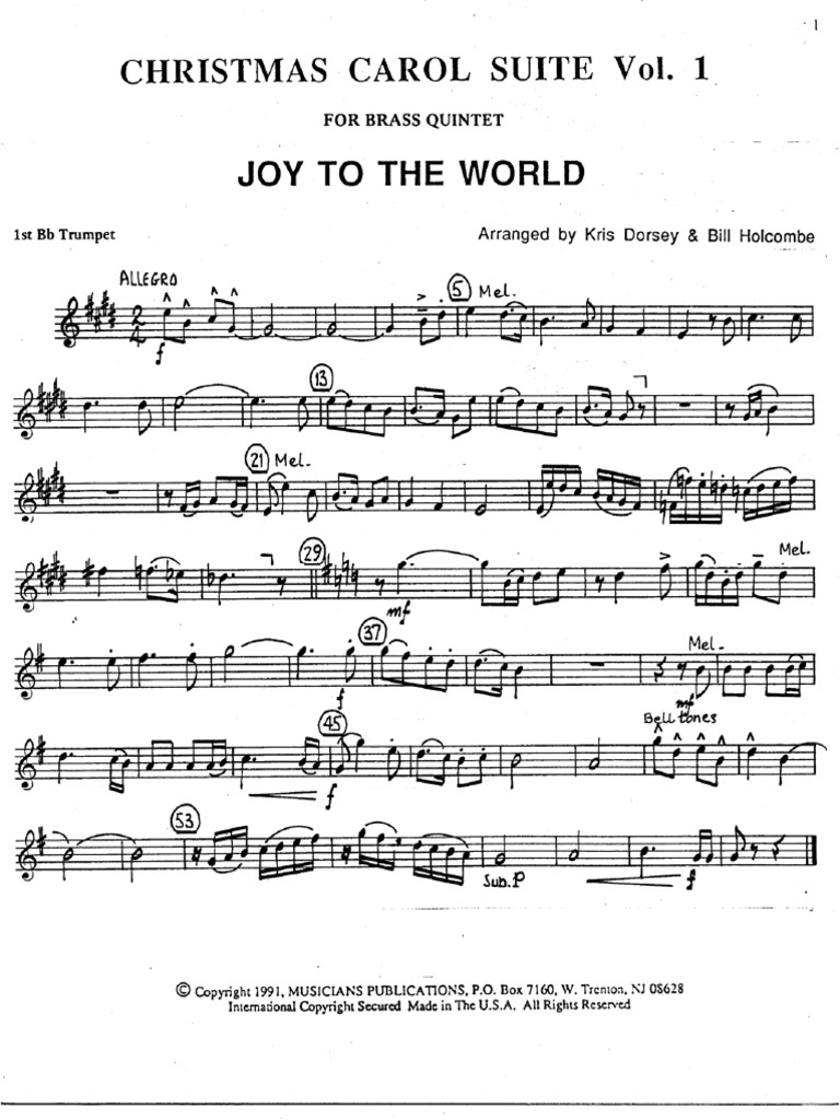 Christmas Carol Suite Vol 1 For Quintet - Parts | PDF