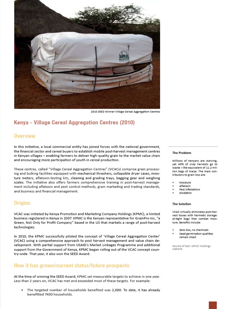 Seed 2012 Case Study Village Cereal Aggregation Centres | PDF | Cereals ...
