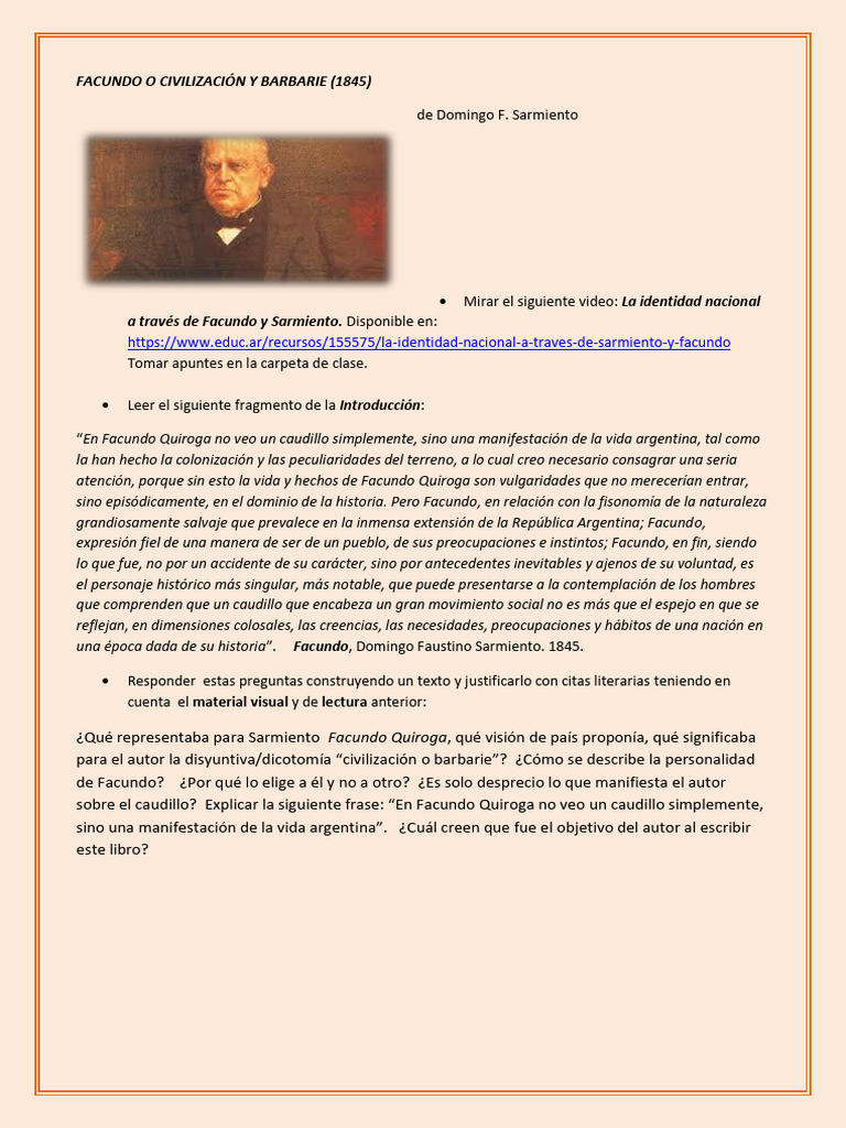 Facundo o Civilizaci-N y Barbarie - Sarmiento | PDF