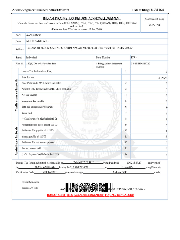 ITR 22-23 | PDF | Taxes | Income