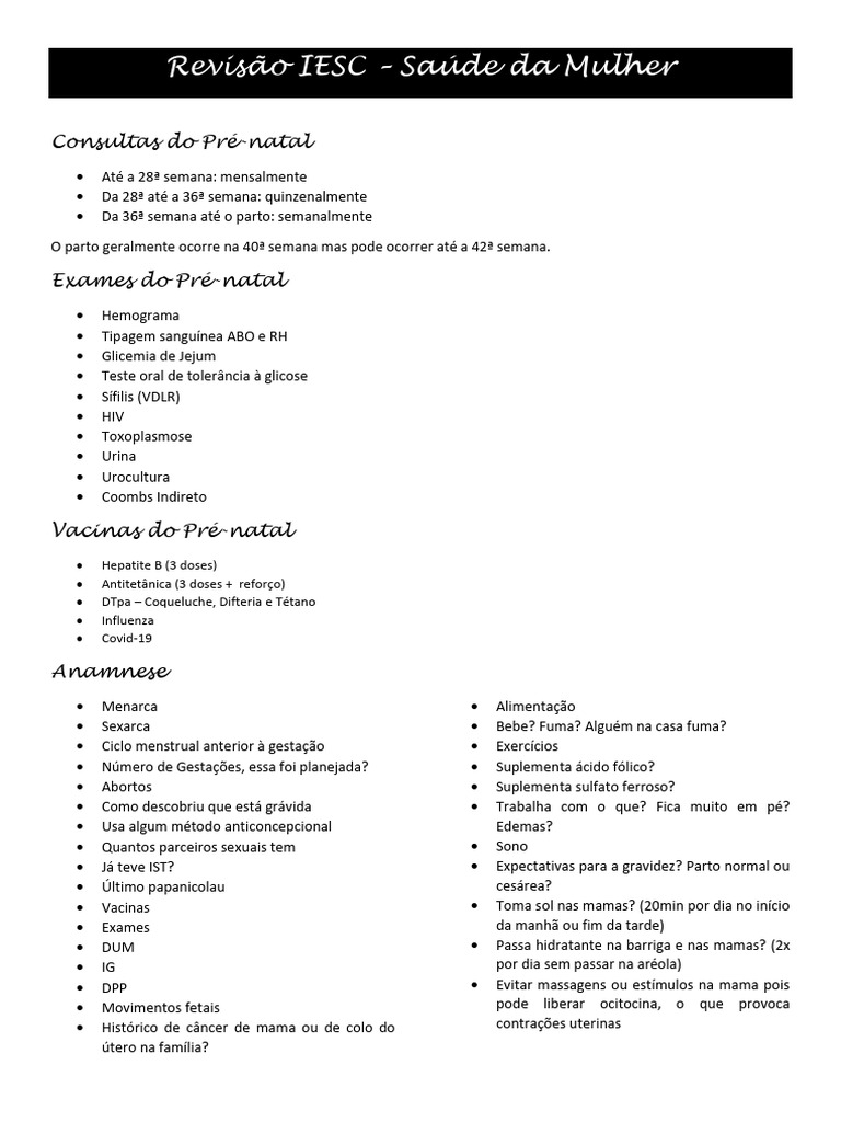 Revisão IESC-2 | PDF | Gravidez | Especialidades médicas