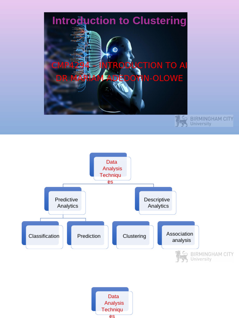 Week 10 Lecture Introduction To Clustering Pdf Cluster Analysis Artificial Intelligence