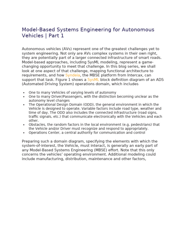 MBSE for AVs_Part1 | PDF | Systems Engineering | Engineering