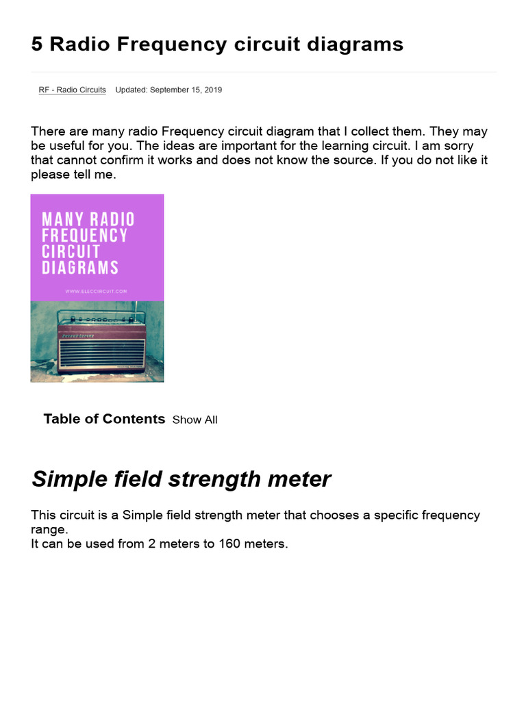 5 Radio Frequency circuit diagrams _ ElecCircuit.com | PDF | Operational Amplifier | Electronic ...