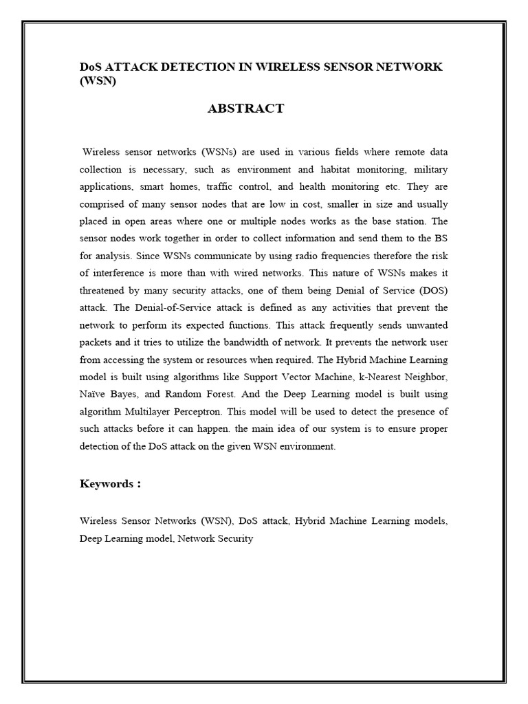 Dos Detection (Abstract) | PDF