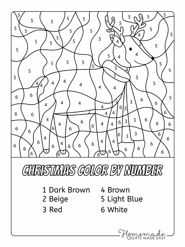 christmas-color-by-number-reindeer | PDF