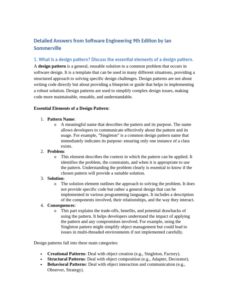 Software Engineering Detailed Answers | PDF | Software Testing | Test ...