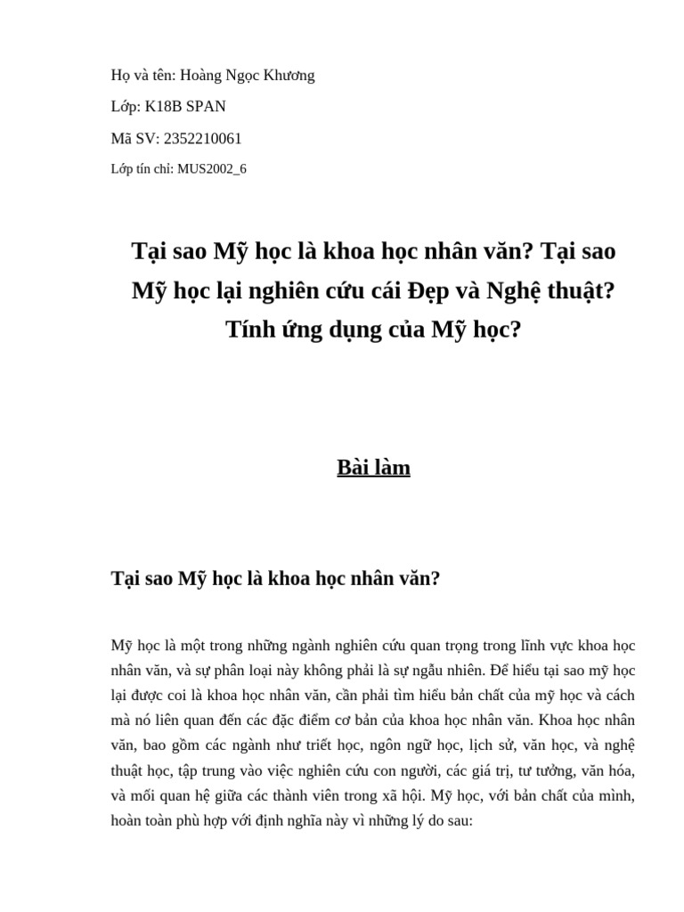 Mỹ học HNKKK | PDF