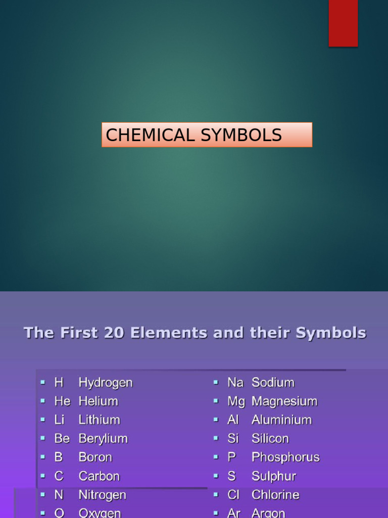 Chemical Symbols | PDF
