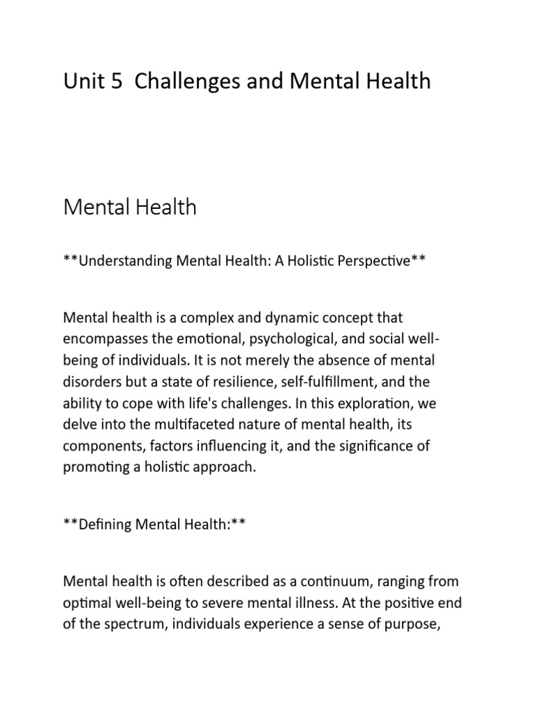 MSW Psychology Unit 5 | PDF | Mental Health | Mental Disorder