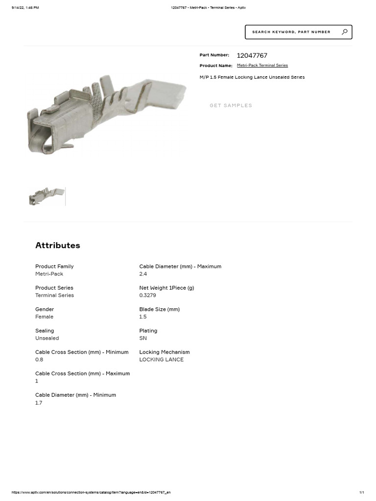 Metri-Pack - Terminal Series - Aptiv | PDF