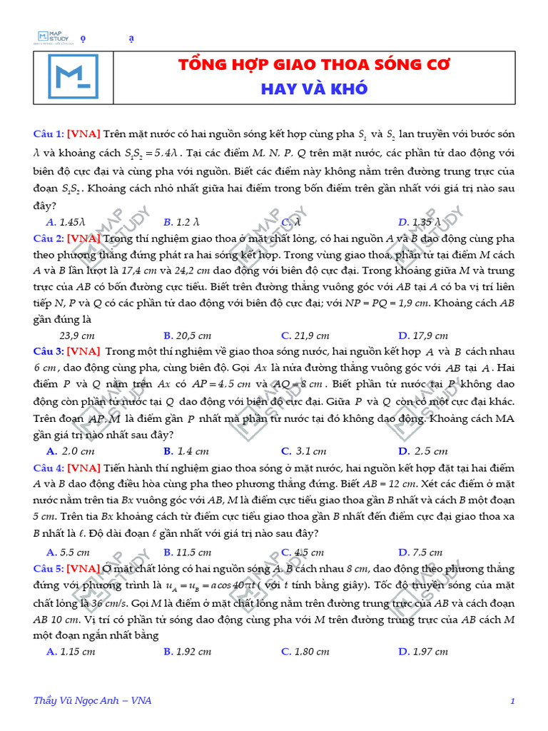 T NG H P Giao Thoa Sóng Cơ Hay Và Khó | PDF