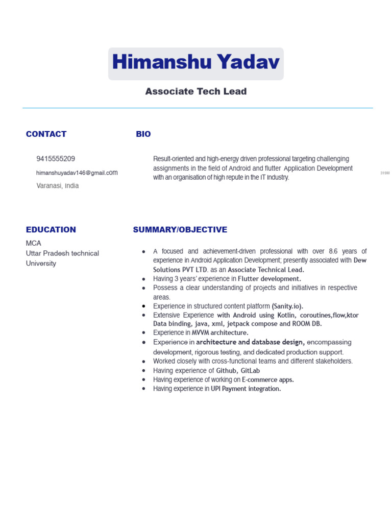 Himanshu_Yadav_Resume_pdf | PDF | Mobile App | Java (Programming Language)