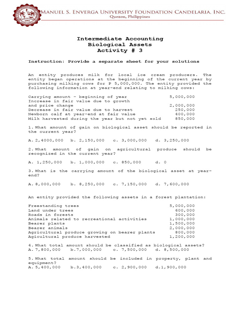 Activity 3 Biological Assets | PDF
