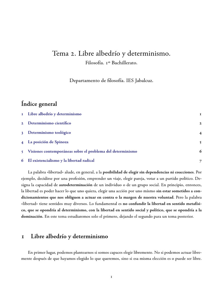 Tema 2 - La Libertad | PDF | Libre albedrío | Determinismo