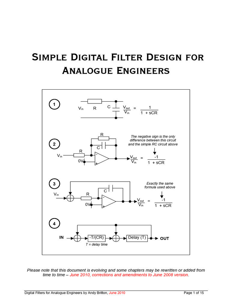 Digital Filter Design For Analogue Engineers | PDF | Low Pass Filter | Filter (Signal Processing)