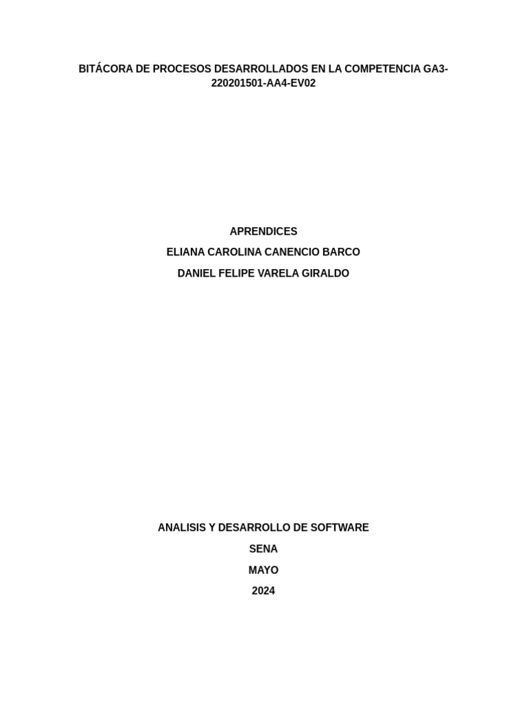 Bitácora de Procesos Desarrollados en La Competencia GA3-220201501-AA4 ...