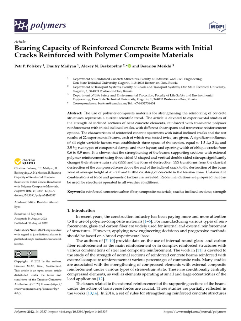 Bearing Capacity of Reinforced Concrete Beams With Initial | PDF | Composite Material ...