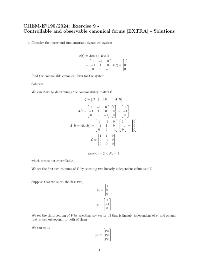 exercise9_canonical_form_solutions | PDF | Applied Mathematics | Algebra