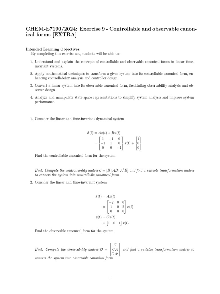 Controllable & Observable Forms Exercise | PDF