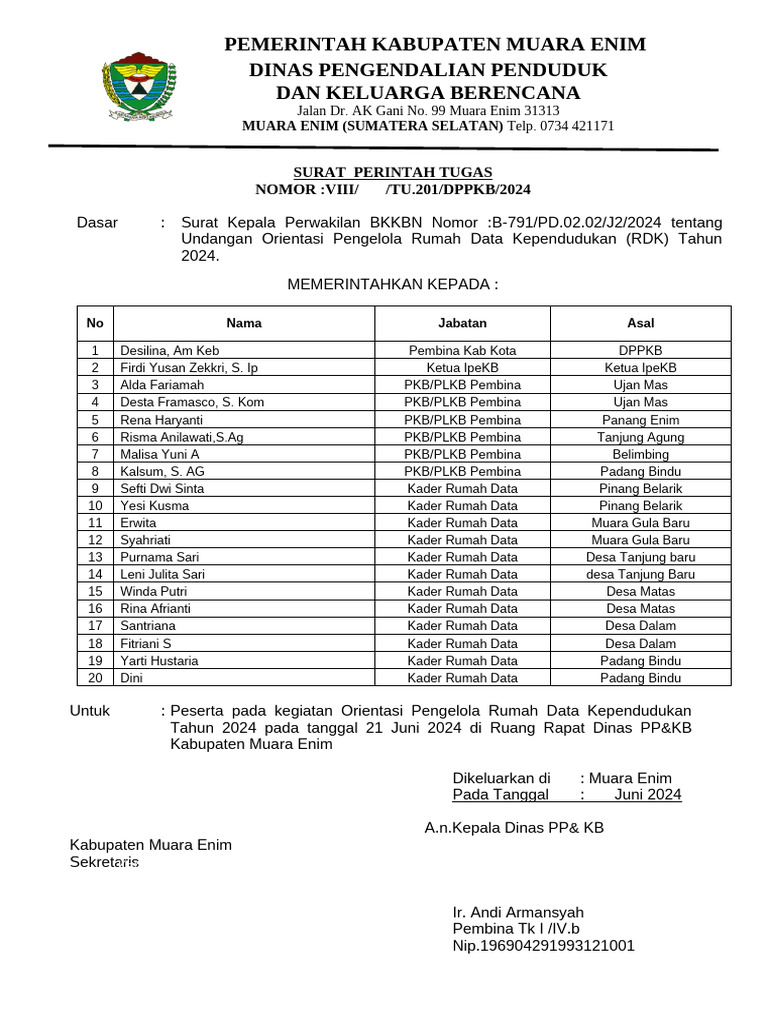 Surat Tugas RDK | PDF