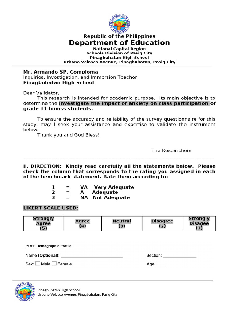 Validation Sheet Research Instrument | PDF | Psychology