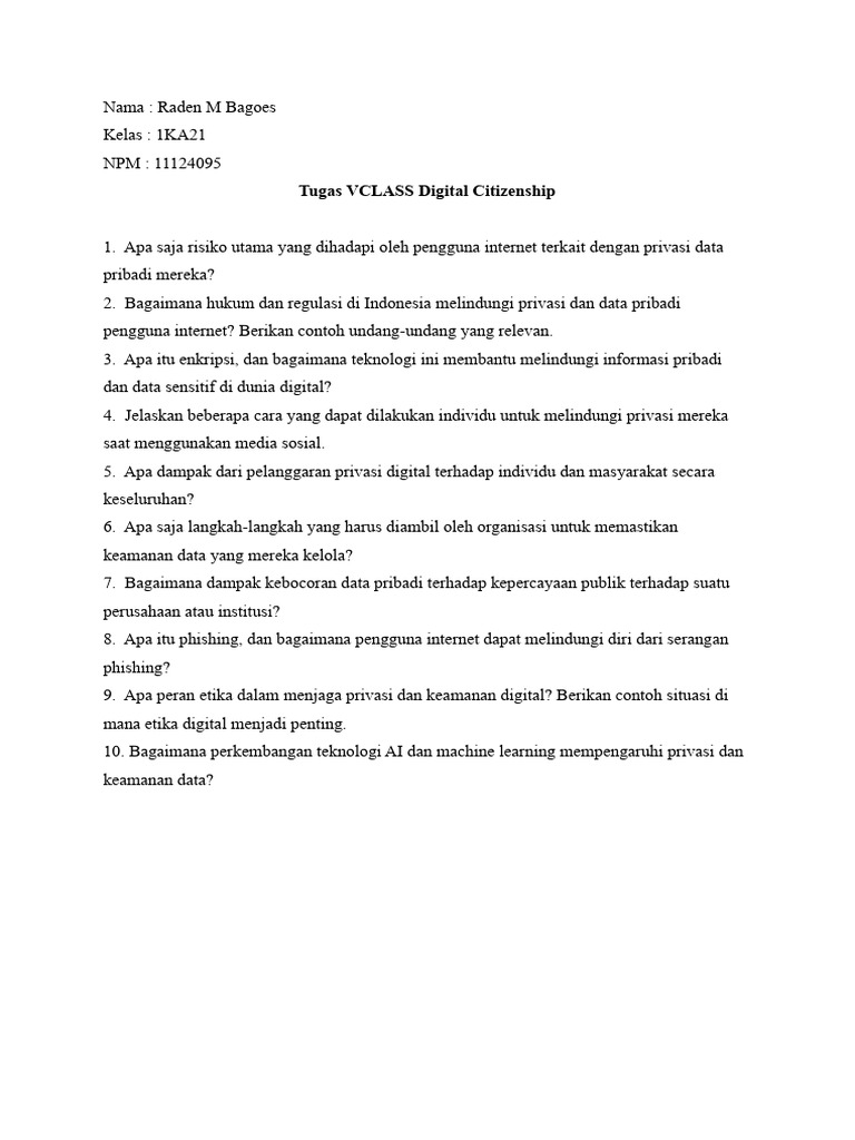 Tugas V Class Digital Cityzenship | PDF