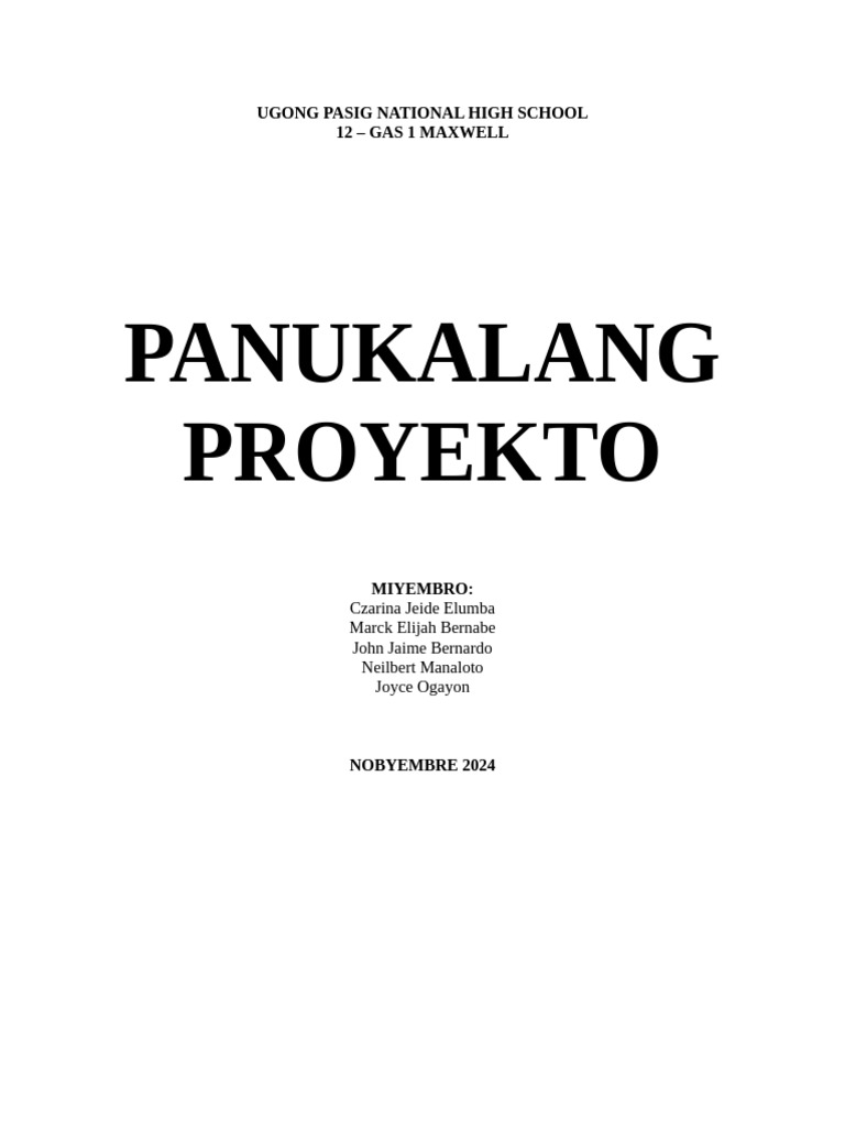 Panukalang Proyekto | PDF