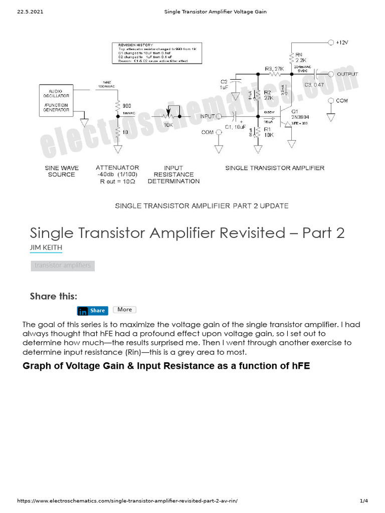 Single Transistor Amplifier Voltage Gain 2 | PDF | Amplifier ...