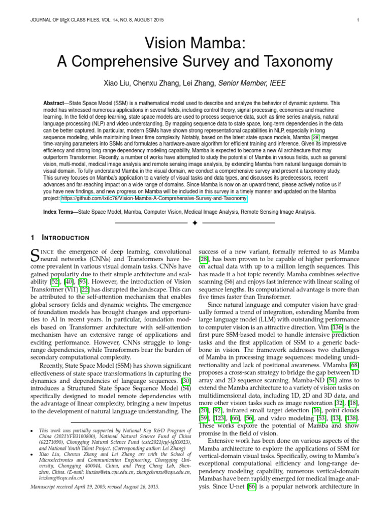 Mamba Survey | PDF | Computer Vision | Matrix (Mathematics)