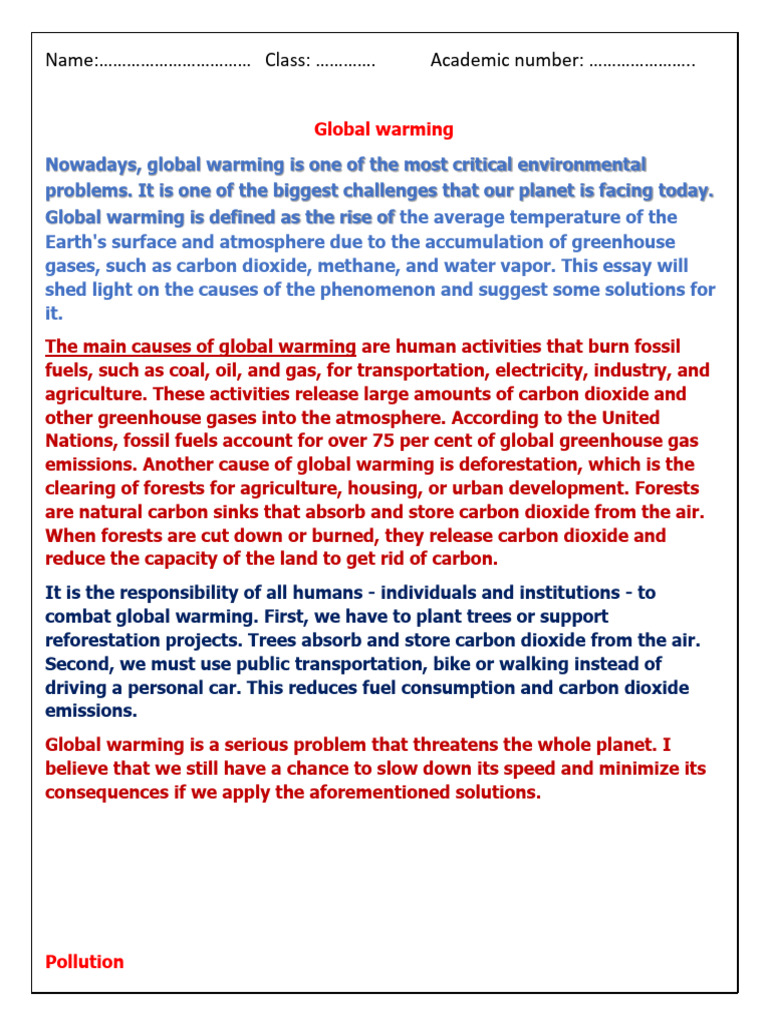 Global Warming Worksheet | PDF | Climate Change | Greenhouse Gas