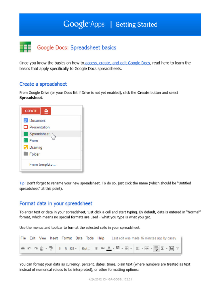 App Sheets Getting Started | PDF | Spreadsheet | Computing App Sheets Getting Started | PDF | Spreadsheet | Computing