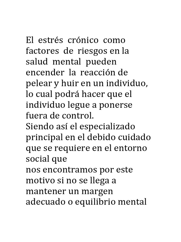El estrés crónico como factores de riesgos en la salud mental pueden ...