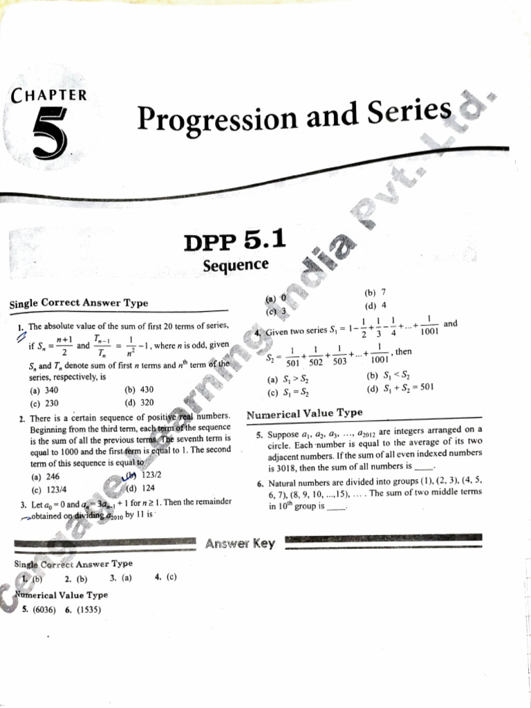 Progression and Series | PDF | Algebra | Mathematics