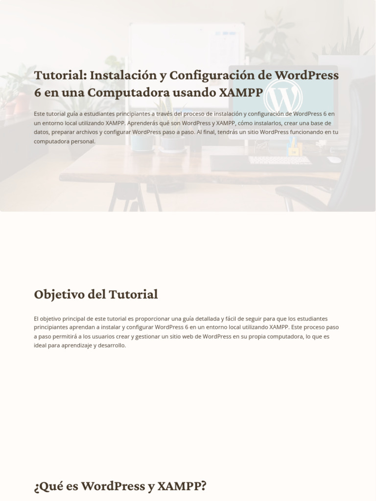 Tutorial Instalacion y Configuracion de WordPress 6 en Una Computadora Usando XAMPP | PDF | Word ...