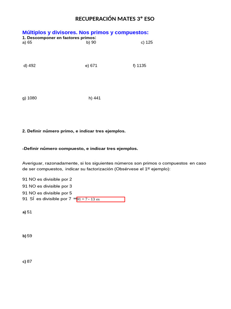 Matemáticas Múltiplos y Divisores | PDF