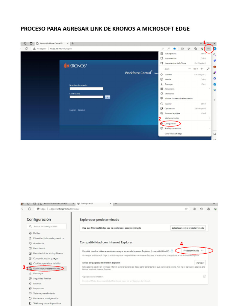 PROCESO PARA AGREGAR LINK DE KRONOS A MICROSOFT EDGE PROCESO CADA 30 ...